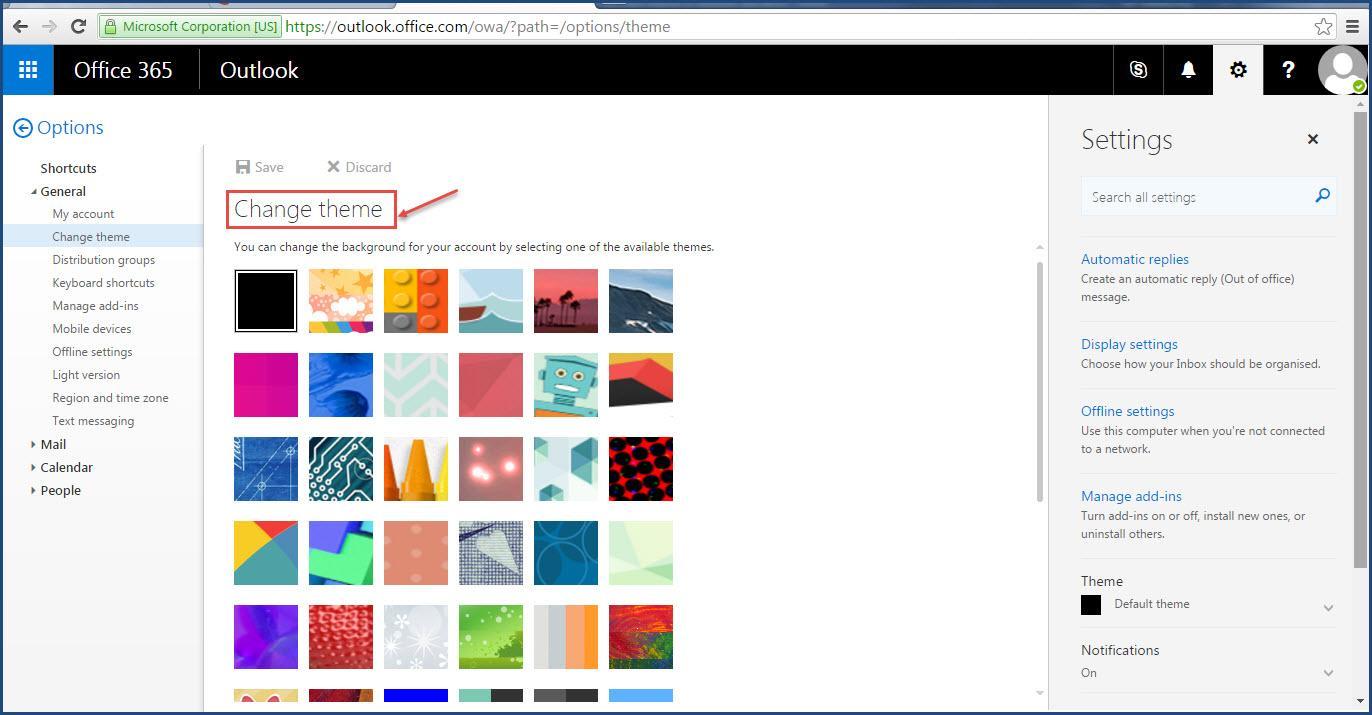 How To Set New Theme In Office 365 Outlook Office 365 Support
