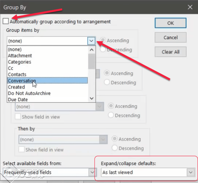 How to fix the group by expand/collpase defaults in Outlook 2019 views - DP Tech Group