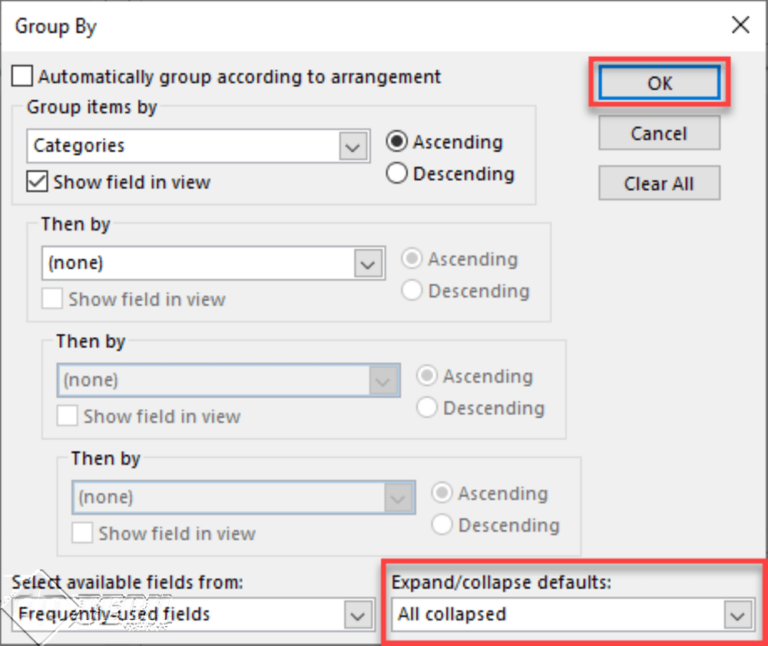 How to fix the group by expand/collpase defaults in Outlook 2019 views ...