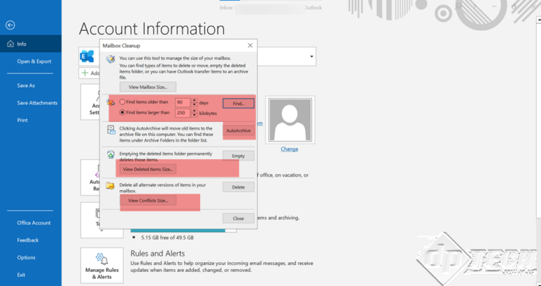 How to manage storage space in Outlook 2019 - DP Tech Group