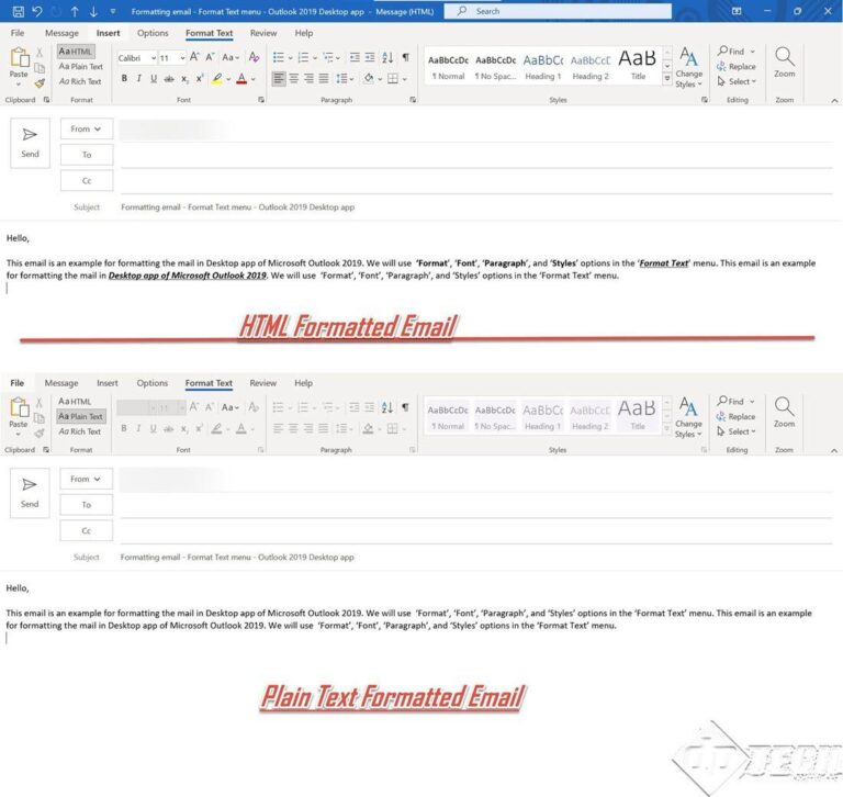 HOW TO FORMAT A MESSAGE IN MICROSOFT OUTLOOK 2019 - DP Tech Group