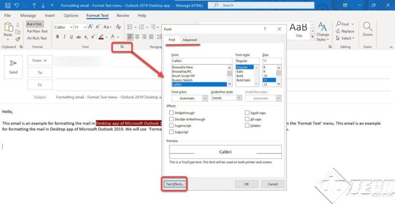 HOW TO FORMAT A MESSAGE IN MICROSOFT OUTLOOK 2019 - DP Tech Group