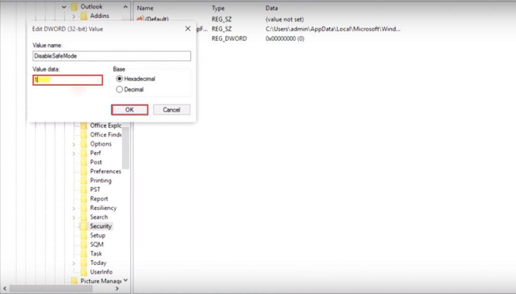 Disable safe mode in outlook 2010 by regedit | Outlook Help