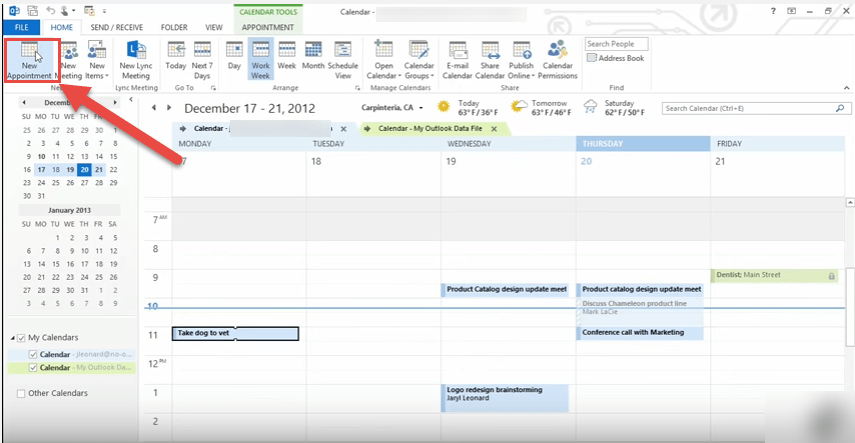Creating An Appointment And A Reminder In Outlook 2013 Outlook Support 