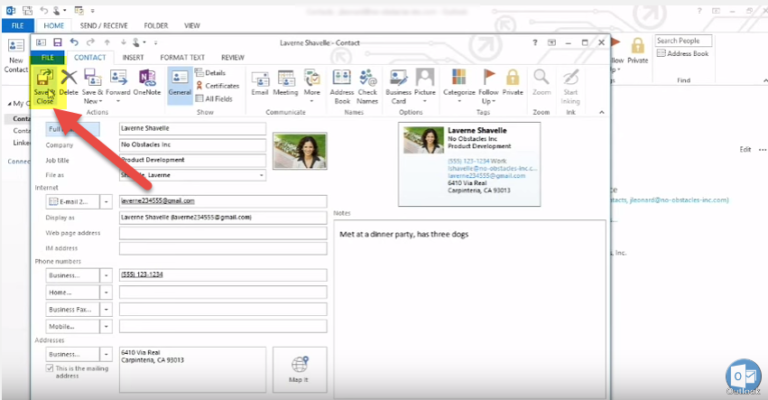 Creating a New Contact in Microsoft Outlook 2013 | Support fo MS Outlook