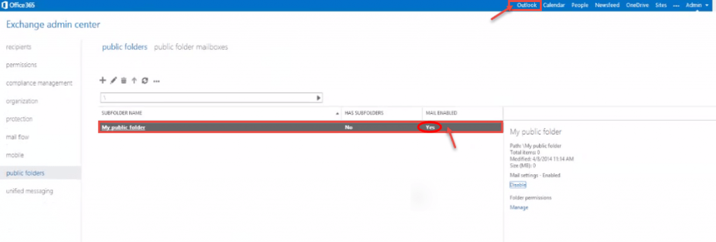 Creating public folder in Exchange Online, Office 365 | Office 365 Support