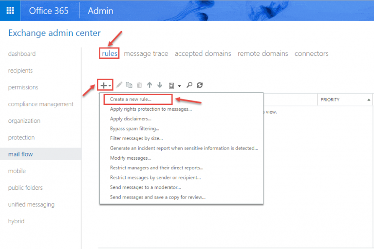 How to create Mail transport rules in Microsoft Office 365 | Office 365 ...