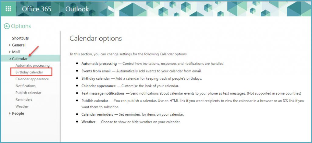 How to Turn On and Off Birthday Calendar in Office 365 | Office 365 Support
