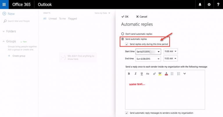 How to setup automatic reply in office 365. - DP Tech Group